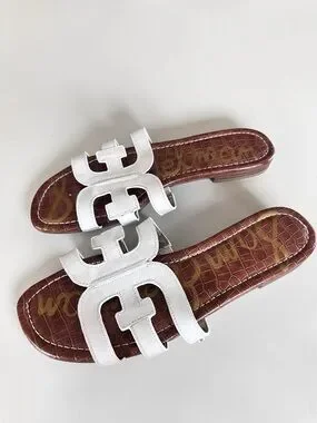 Sam Edelman | Shoes | Sam Edelman Bay Slide Sandals White Leather Size ...